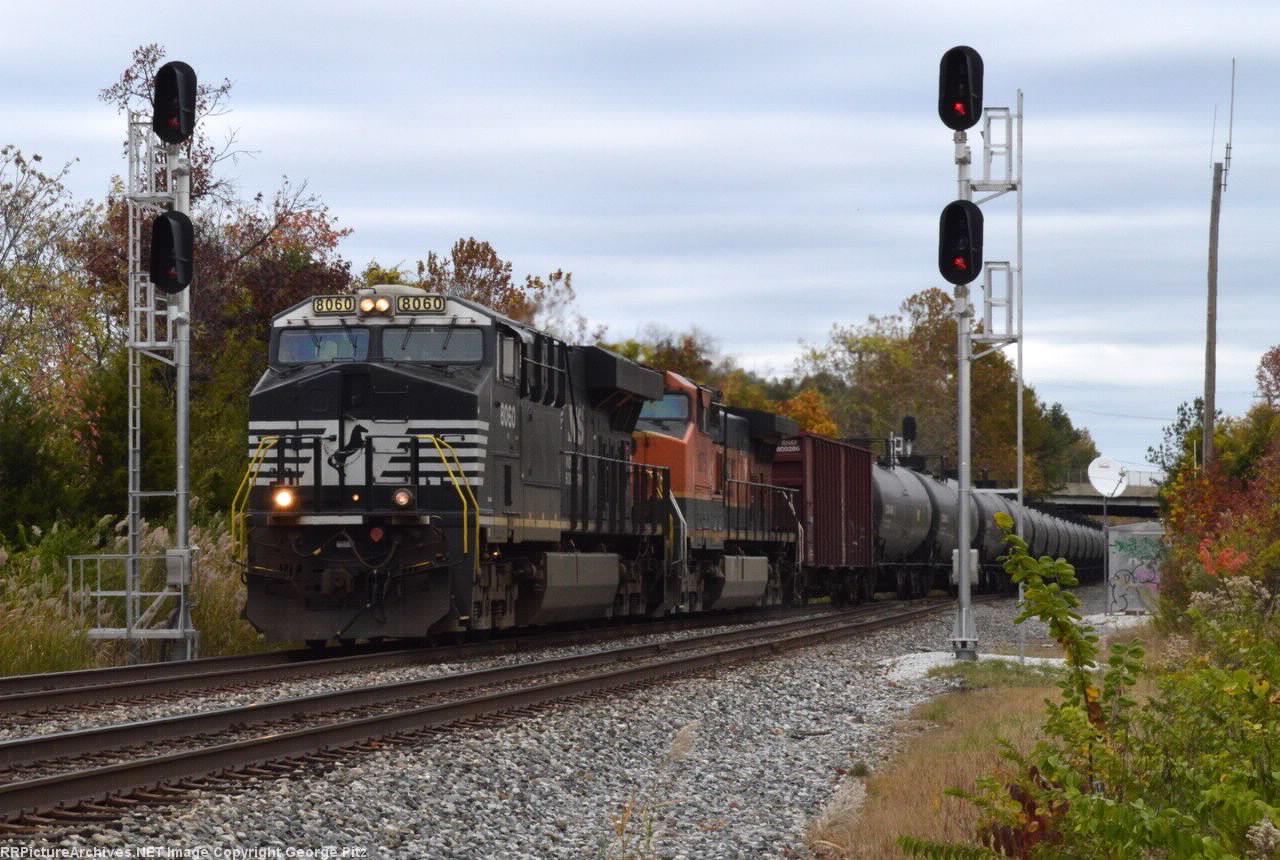 NS 8060 and CSX train K057
